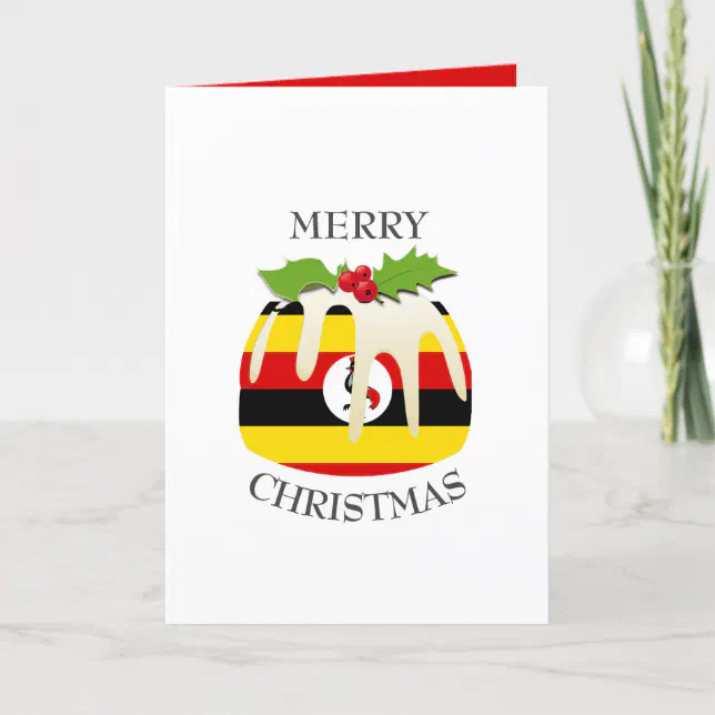 UGANDA FLAG | Christmas Pudding | Festive Holiday Card | Zazzle