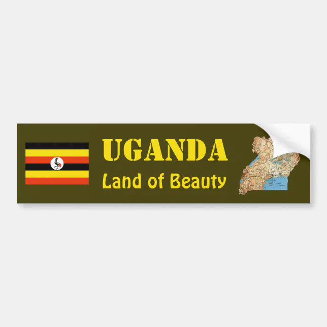 Uganda Flag + Map Bumper Sticker | Zazzle