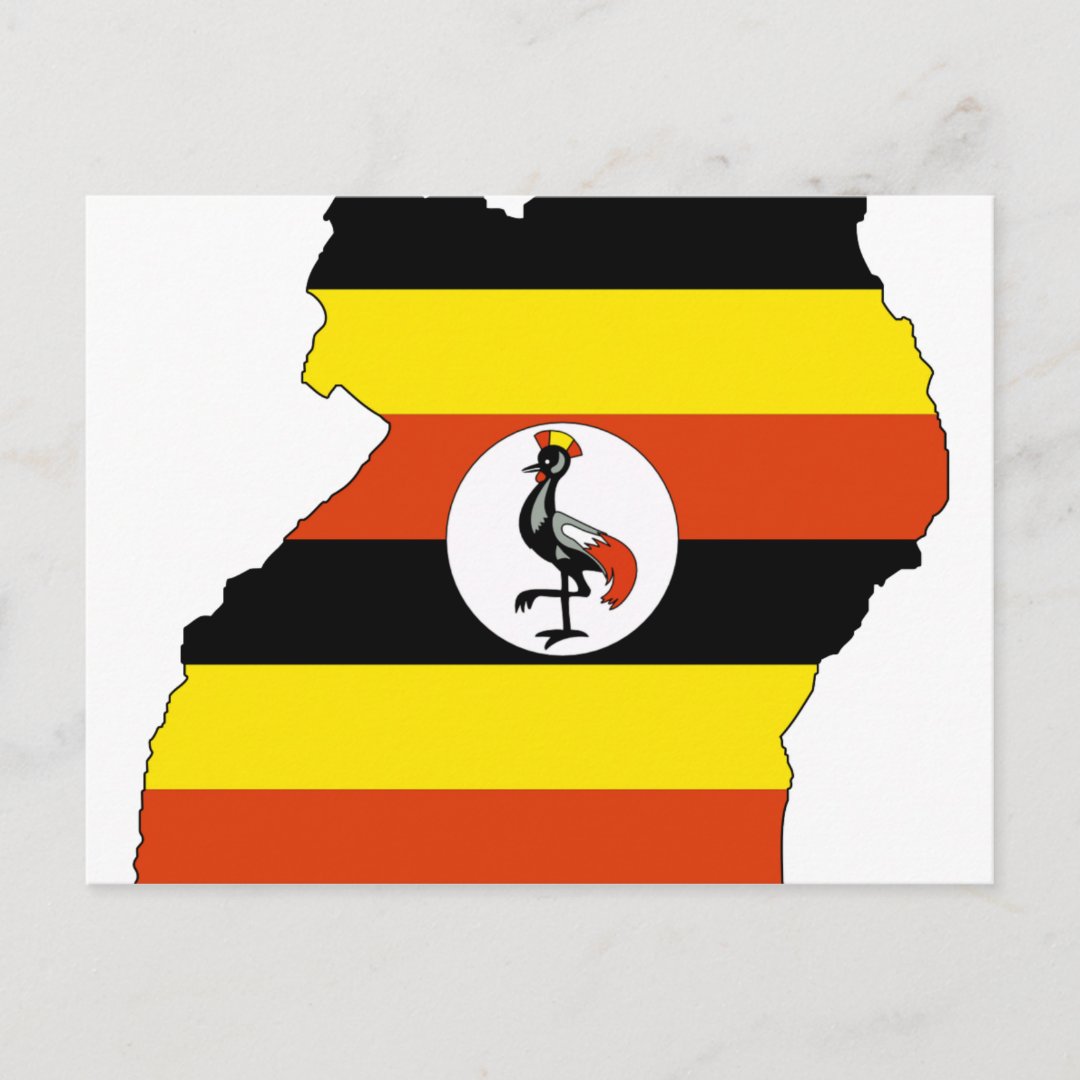 Uganda flag map postcard | Zazzle