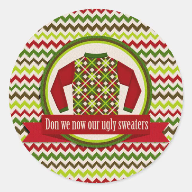Ugly and Tacky Christmas Sweater Party Stickers | Zazzle