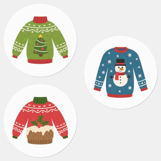 Ugly But Cute Ugly Christmas Sweaters Holiday #2 Kids' Labels | Zazzle.com