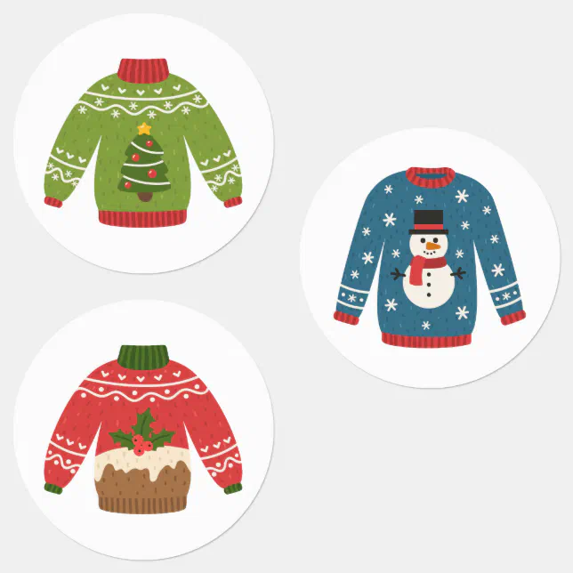 Ugly But Cute Ugly Christmas Sweaters Holiday #2 Kids' Labels | Zazzle