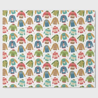 Ugly But Cute Ugly Christmas Sweaters Holiday Wrapping Paper | Zazzle