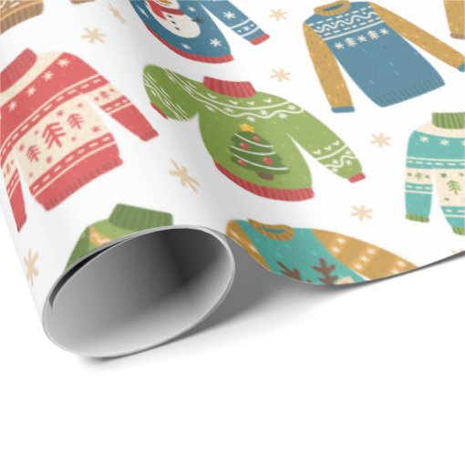 Ugly But Cute Ugly Christmas Sweaters Holiday Wrapping Paper | Zazzle