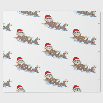 ugly christmas santa claus otter wrapping paper | Zazzle