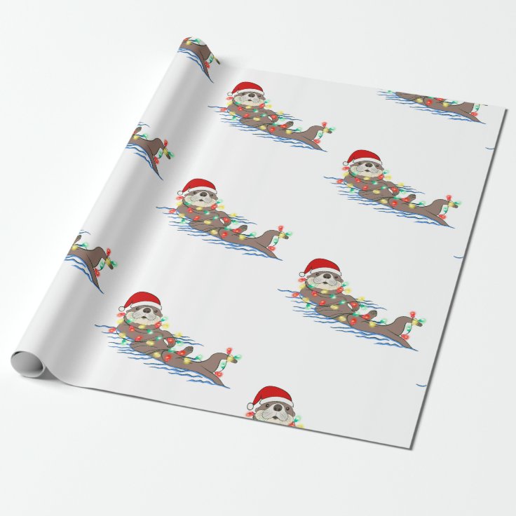 ugly christmas santa claus otter wrapping paper | Zazzle