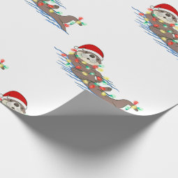 ugly christmas santa claus otter wrapping paper | Zazzle