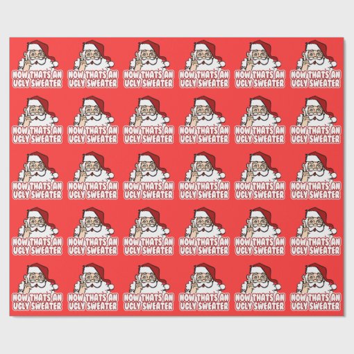 Ugly Christmas Swear Santa Claus Wrapping Paper | Zazzle