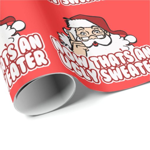 Ugly Christmas Swear Santa Claus Wrapping Paper | Zazzle