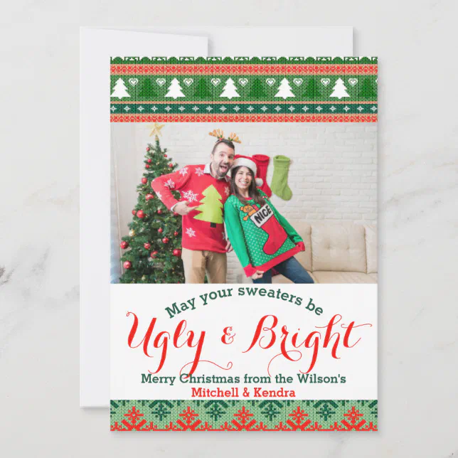 Ugly Christmas Sweater Holiday Card | Zazzle
