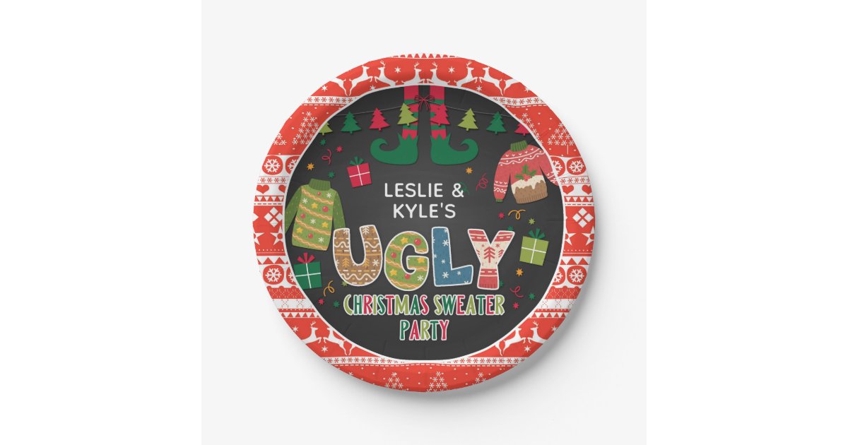 Ugly Christmas Sweater Paper Plate Zazzle