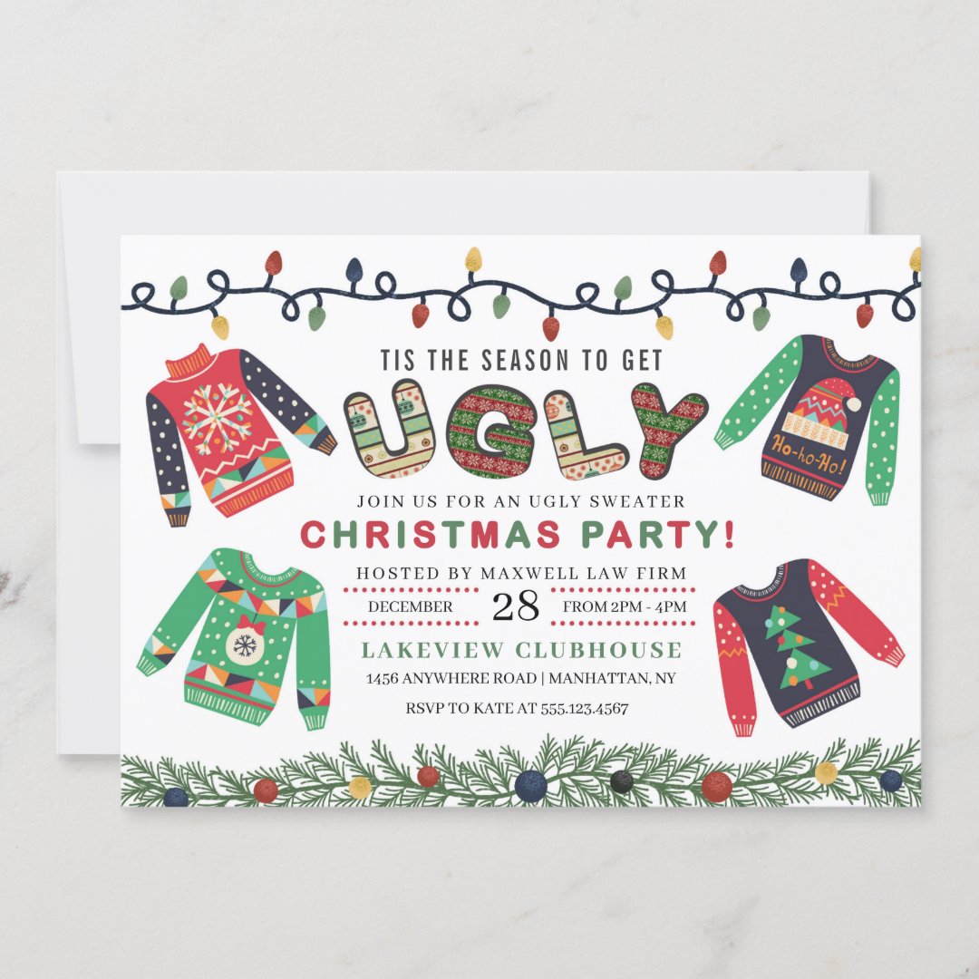 Ugly Christmas Sweater Party Invitation | Zazzle