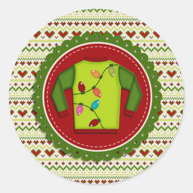 Ugly Christmas Sweater Party Stickers | Zazzle