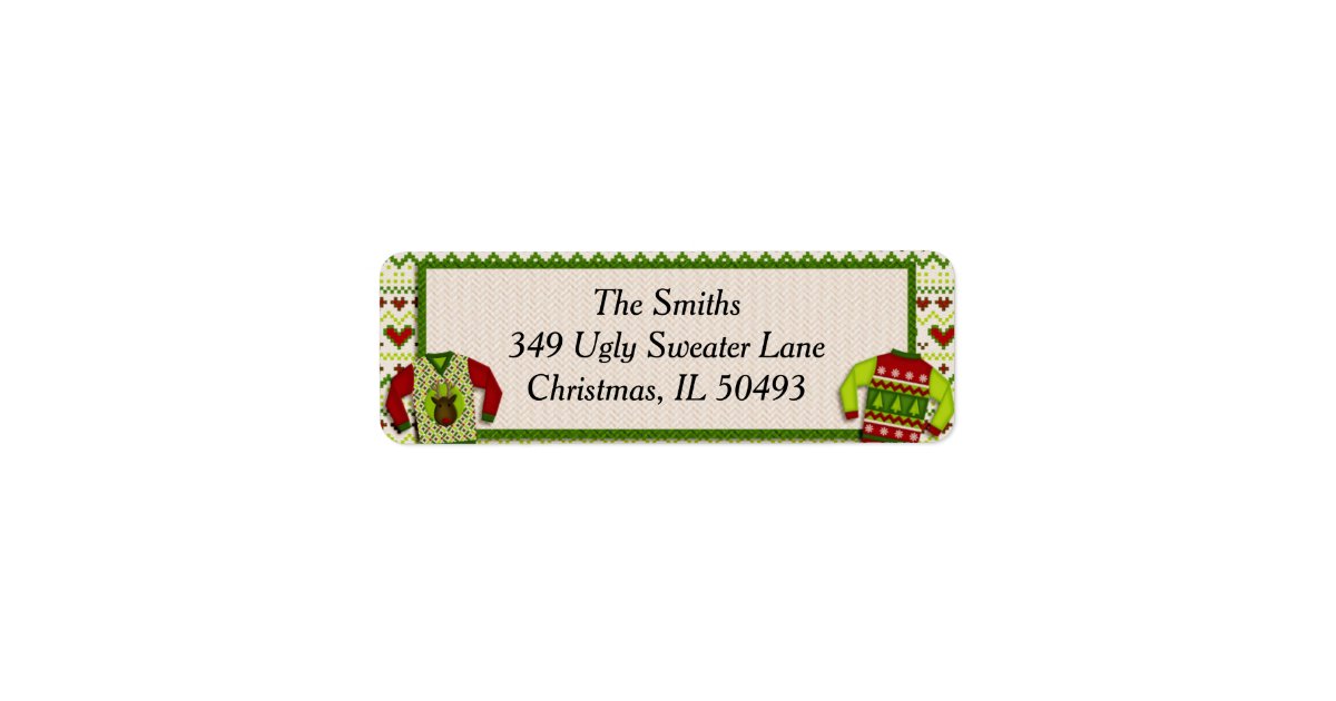 Ugly Christmas Sweater Return Address Labels | Zazzle