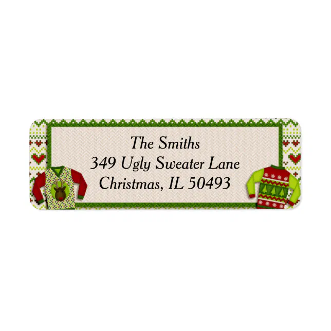 Ugly Christmas Sweater Return Address Labels | Zazzle