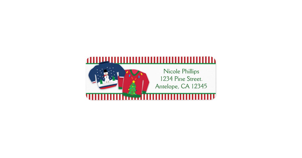 Ugly Christmas Sweaters Holiday Address Labels | Zazzle