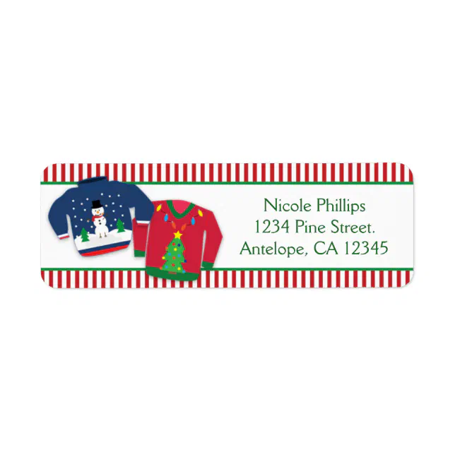 Ugly Christmas Sweaters Holiday Address Labels | Zazzle