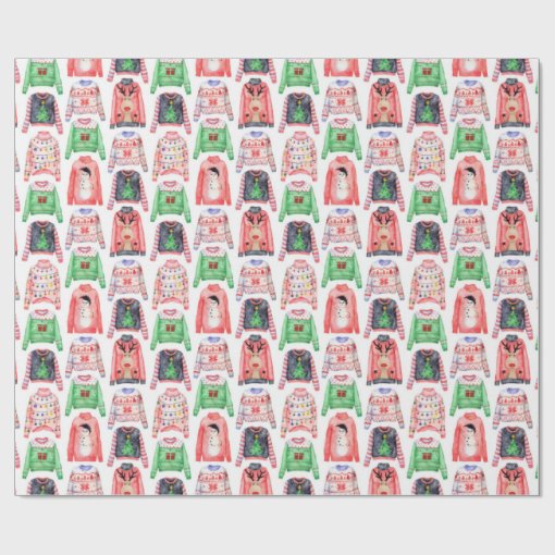 Ugly Christmas Sweaters Pattern Wrapping Paper | Zazzle