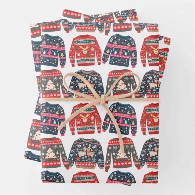 Ugly Christmas Sweaters Wrapping Paper Sheets | Zazzle