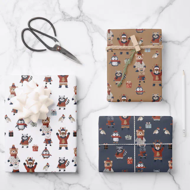 Ugly Christmas Sweathers on Animals Pattern Wrapping Paper Sheets | Zazzle