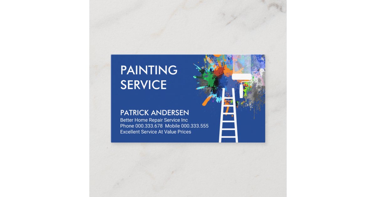 Ugly Paint Splatter Painting Service Business Card | Zazzle