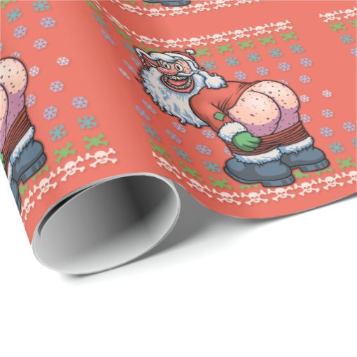 Ugly Santa Moon Wrapping Paper | Zazzle