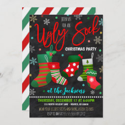 Ugly Sock Christmas Party Invitation | Zazzle