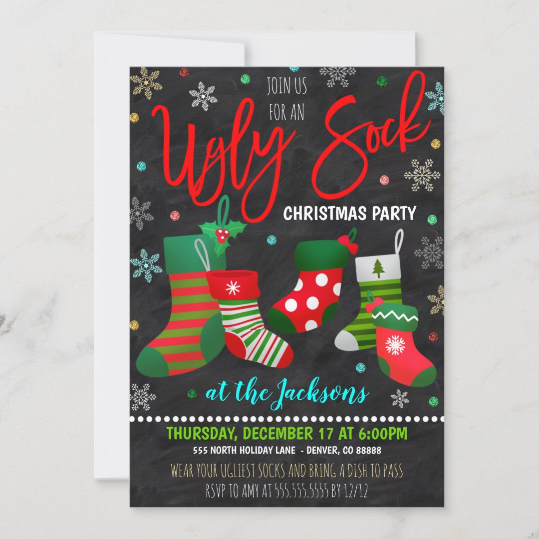 Ugly Sock Christmas Party Invitation | Zazzle