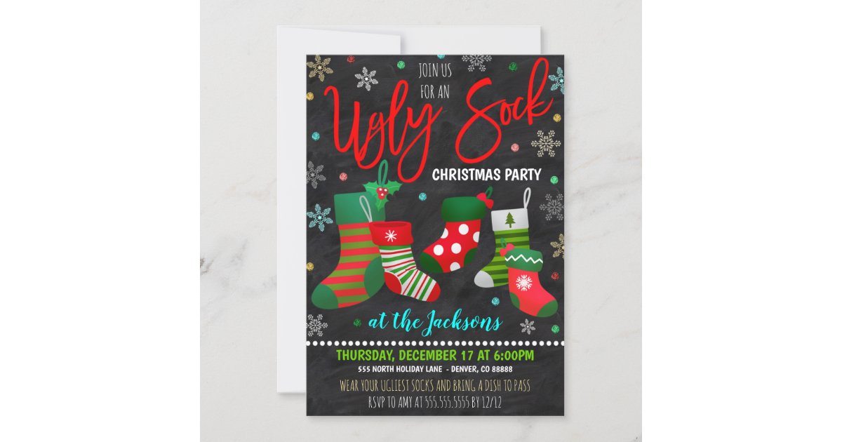 Ugly Sock Christmas Party Invitation | Zazzle