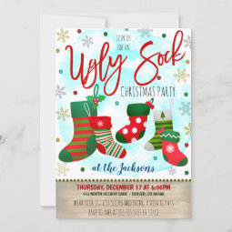 Ugly Sock Christmas Party Invitation | Zazzle