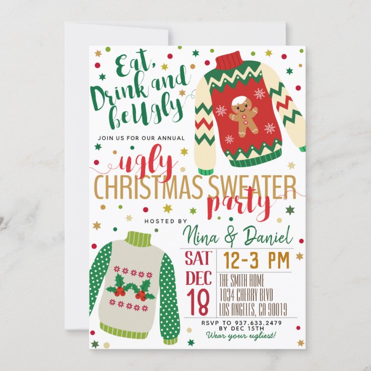 Ugly Sweater Christmas Party Invitation | Zazzle