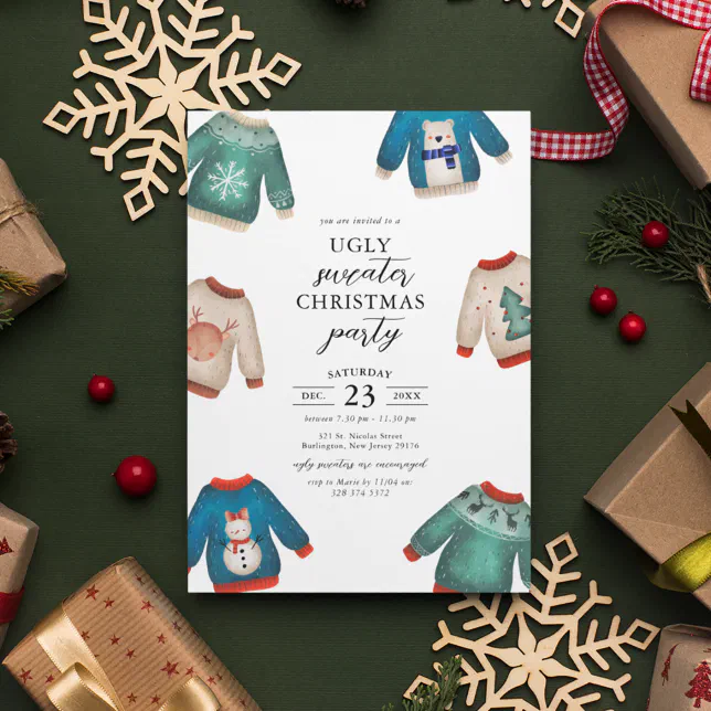 Ugly Sweater Christmas Party Invitation | Zazzle