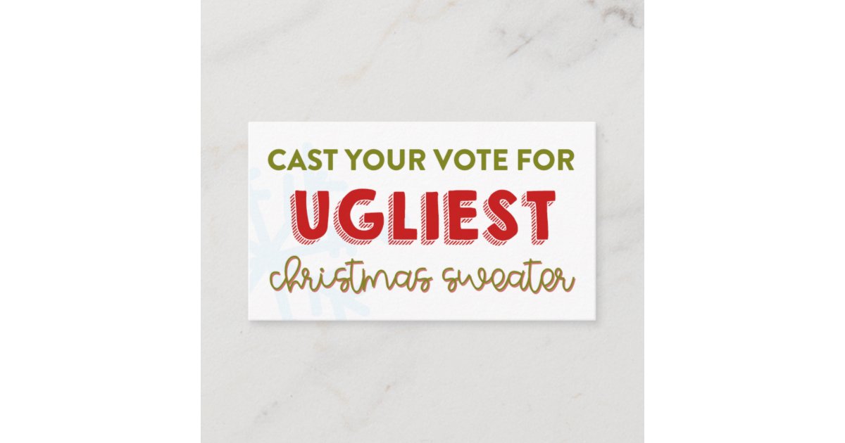 Ugly Sweater Christmas Party Voting Ballot Card | Zazzle