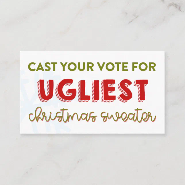 Ugly Sweater Christmas Party Voting Ballot Card | Zazzle