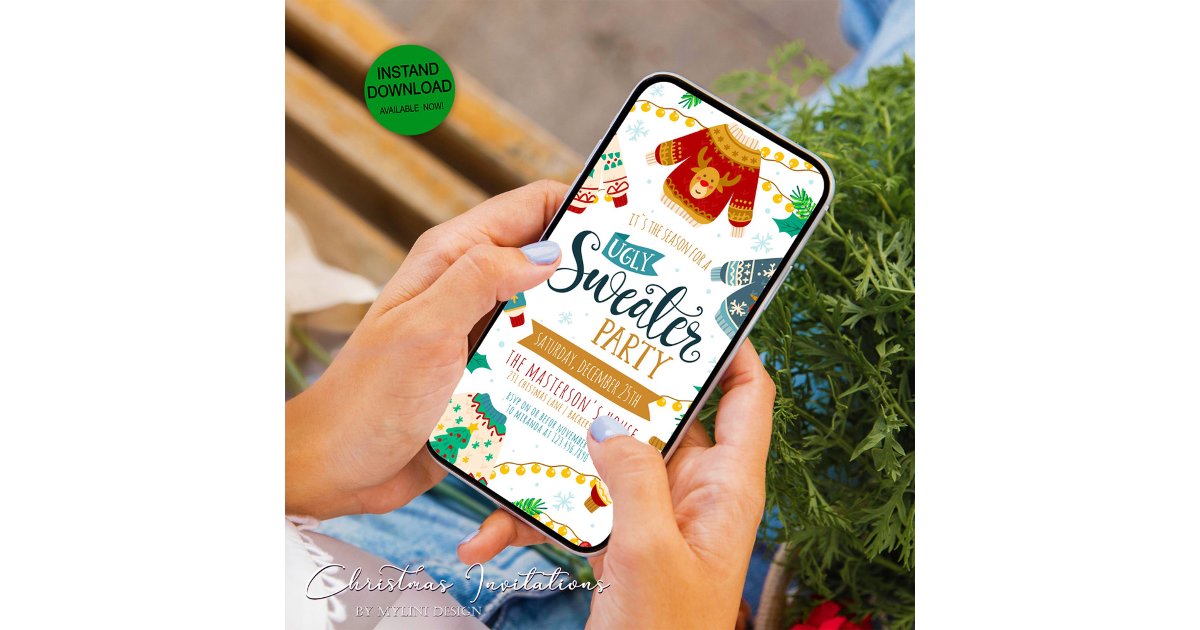 Ugly Sweater Digital Christmas Party Invitation | Zazzle