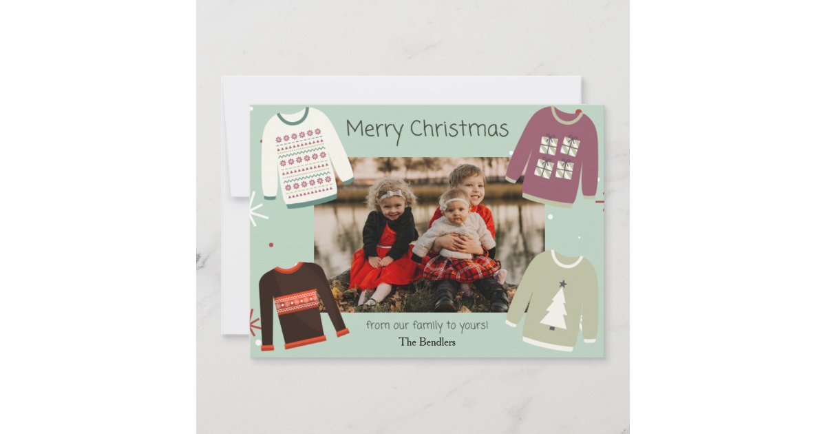 Ugly Sweater Graphic Photo Christmas Card | Zazzle