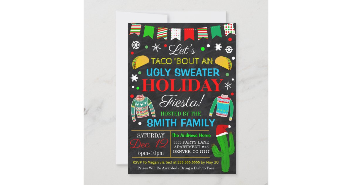 Ugly Sweater Holiday Fiesta Invitation | Zazzle