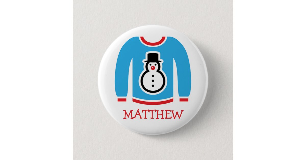 Ugly Sweater Holiday Party Name Tags Pinback Button | Zazzle