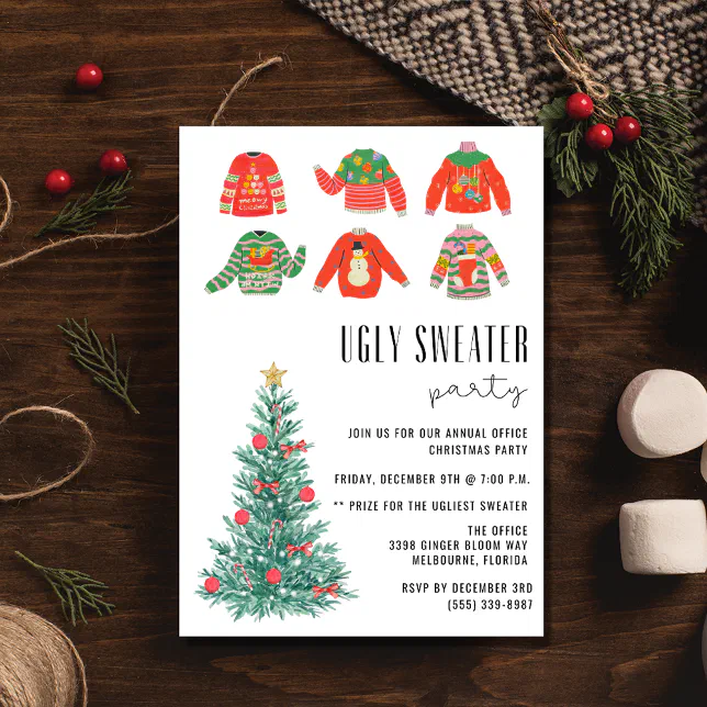 Ugly Sweater Office Christmas Holiday Party Invitation | Zazzle