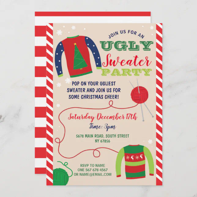 Ugly Sweater Party Christmas Holidays Invite | Zazzle