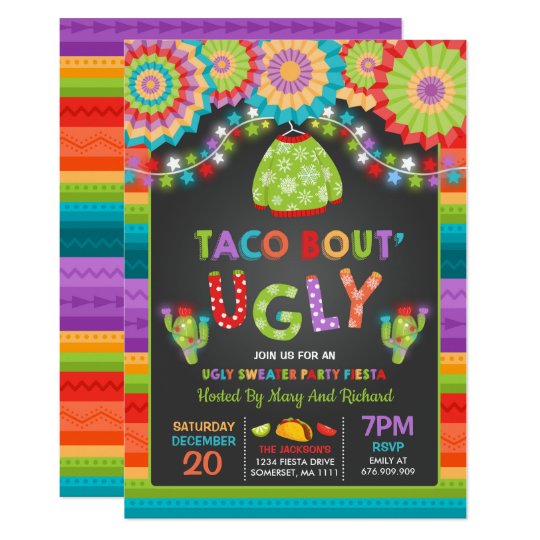Ugly Sweater Party Invite Fiesta Taco Bout Ugly | Zazzle.com