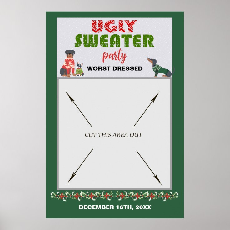 Ugly Sweater Party Photo Booth Prop Portable Poster | Zazzle