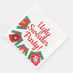 Ugly Tacky Sweater Christmas Kawaii Party Napkins | Zazzle