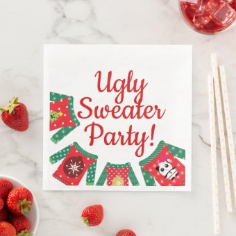 Ugly Tacky Sweater Christmas Kawaii Party Napkins | Zazzle