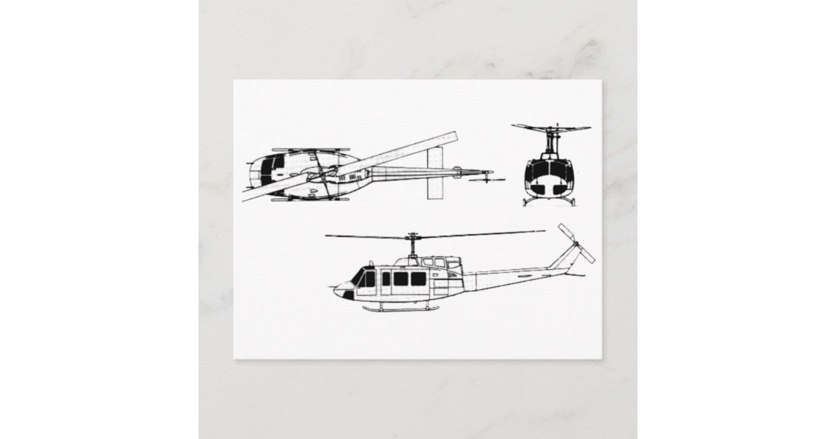 UH1 Huey Blueprint (Iriquois) Postcard | Zazzle