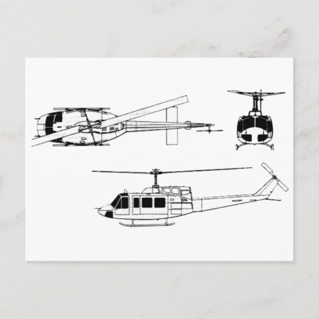 UH1 Huey Blueprint (Iriquois) Postcard | Zazzle