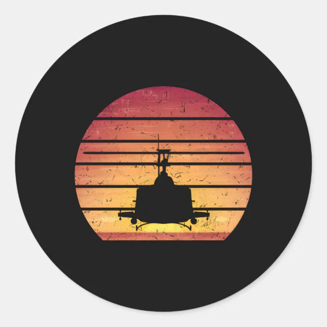 Uh-1 Huey Helicopter Style Vietnam Chopper Classic Round Sticker | Zazzle