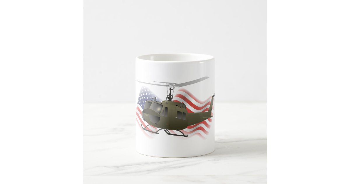 UH-1 Huey Helicopter with US Flag Coffee Mug | Zazzle