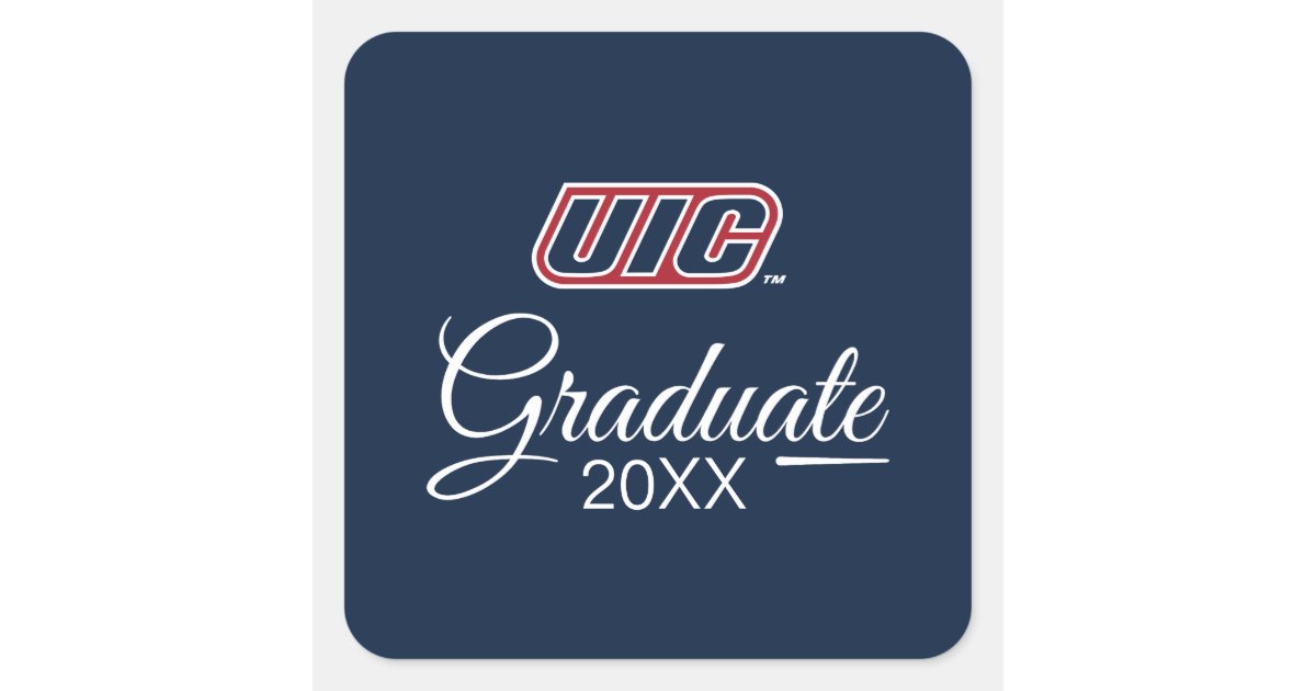 UIC Flames Graduate Square Sticker | Zazzle