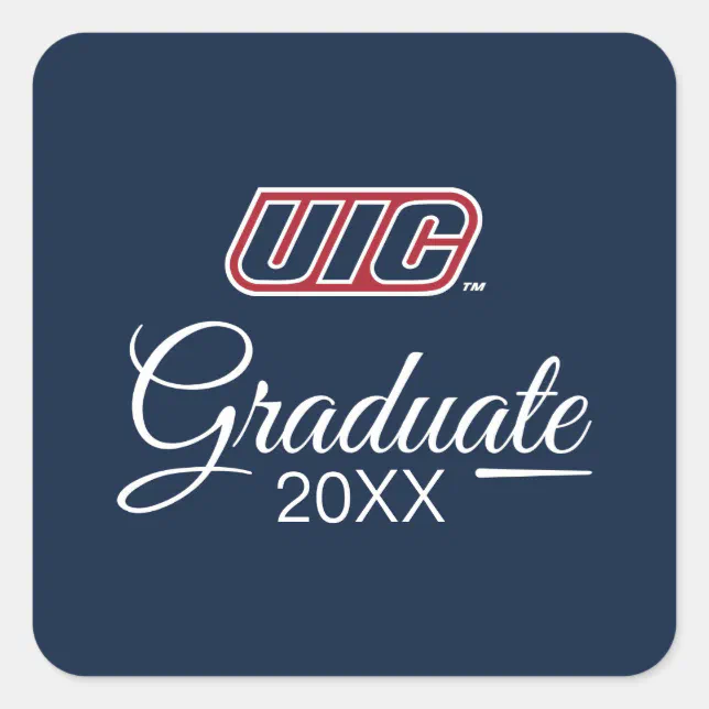 UIC Flames Graduate Square Sticker | Zazzle